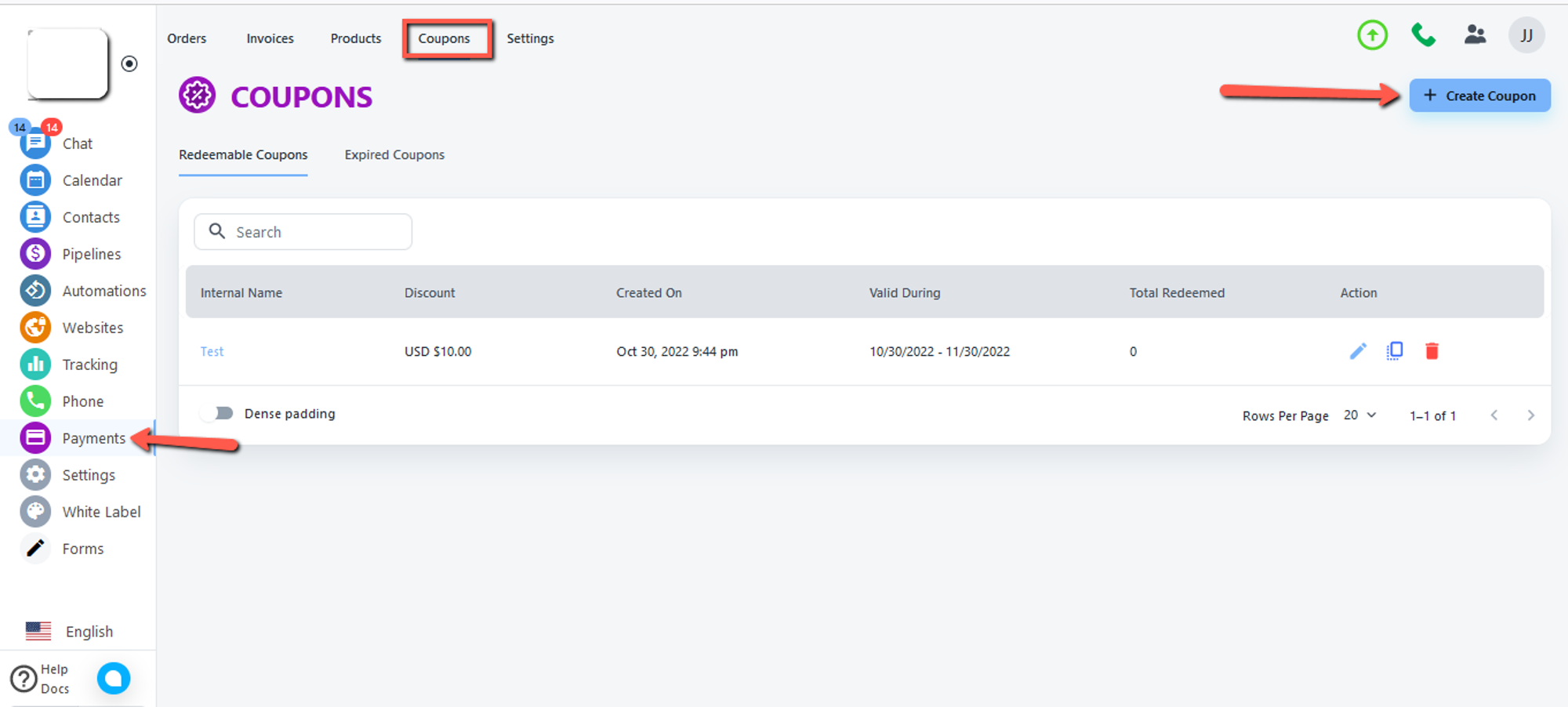 In Payment, How to create Coupons? – CRM Help Docs